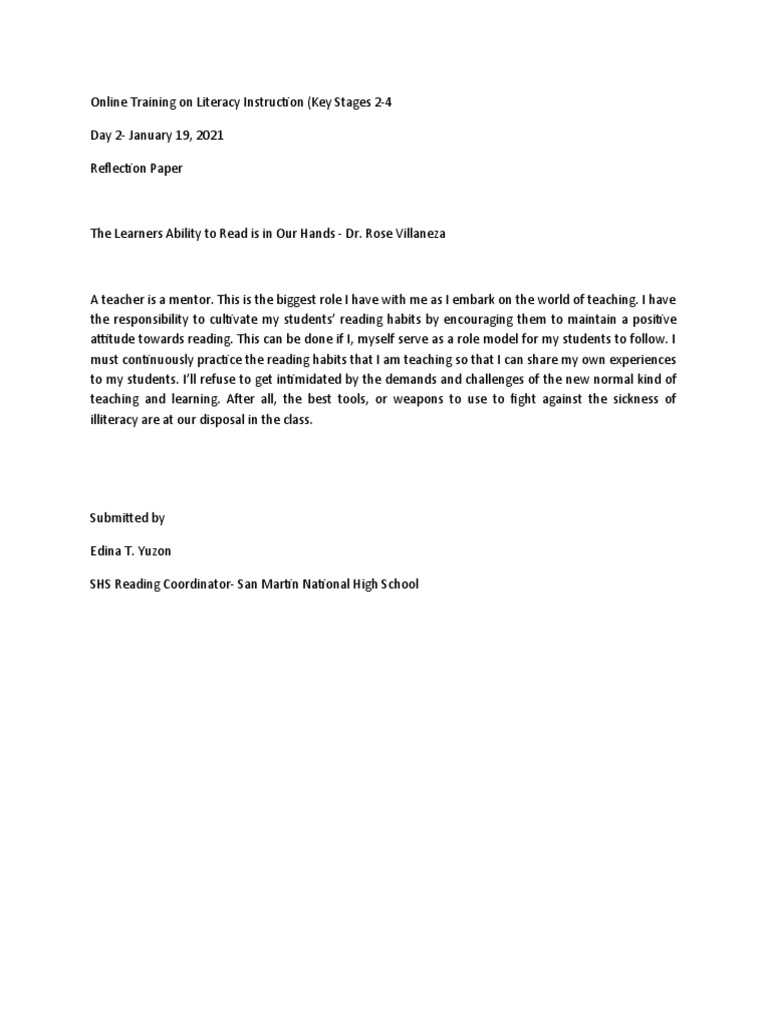 Reflection Paper Day 2 | PDF