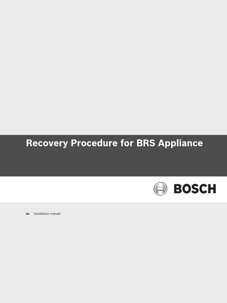 Recovery Procedure For BRS Appliance: Installation Manual | PDF ...