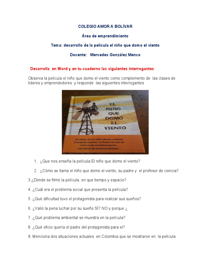 31 Julio El Niño Que Domo El Viento Competencia Ciudadana | PDF