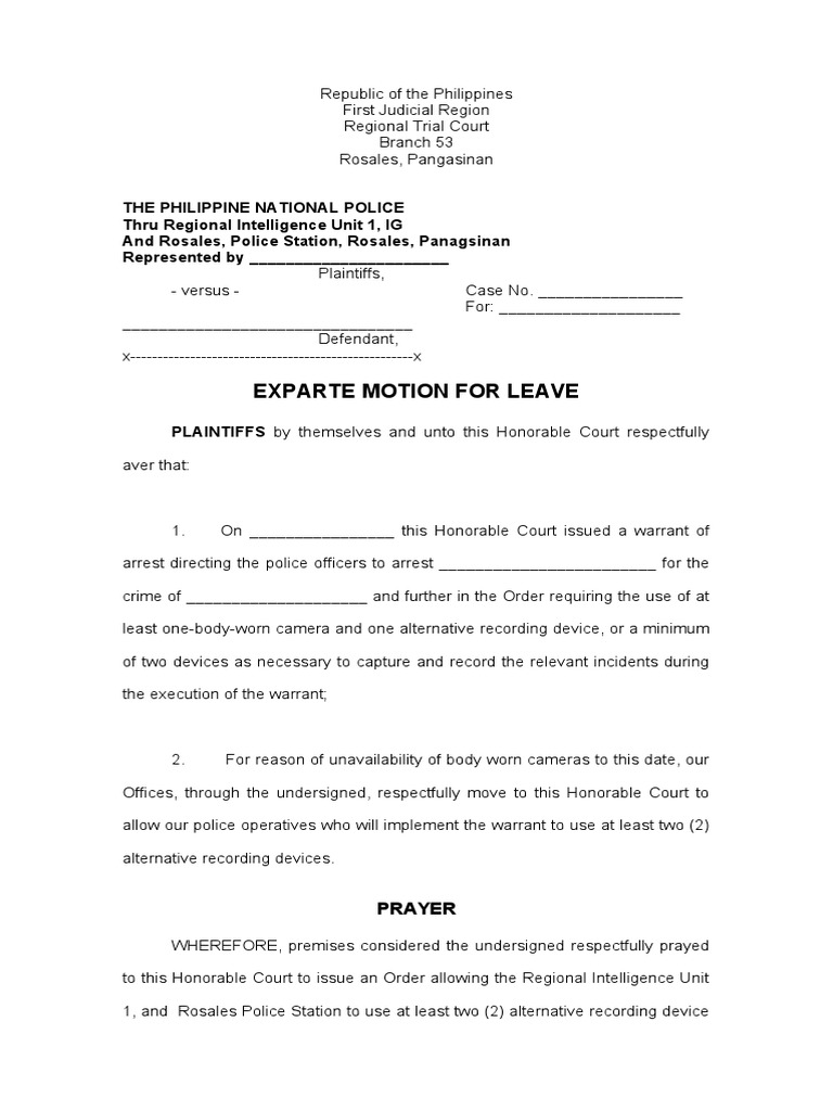 Exparte Motion For Leave | PDF | Government | Public Sphere