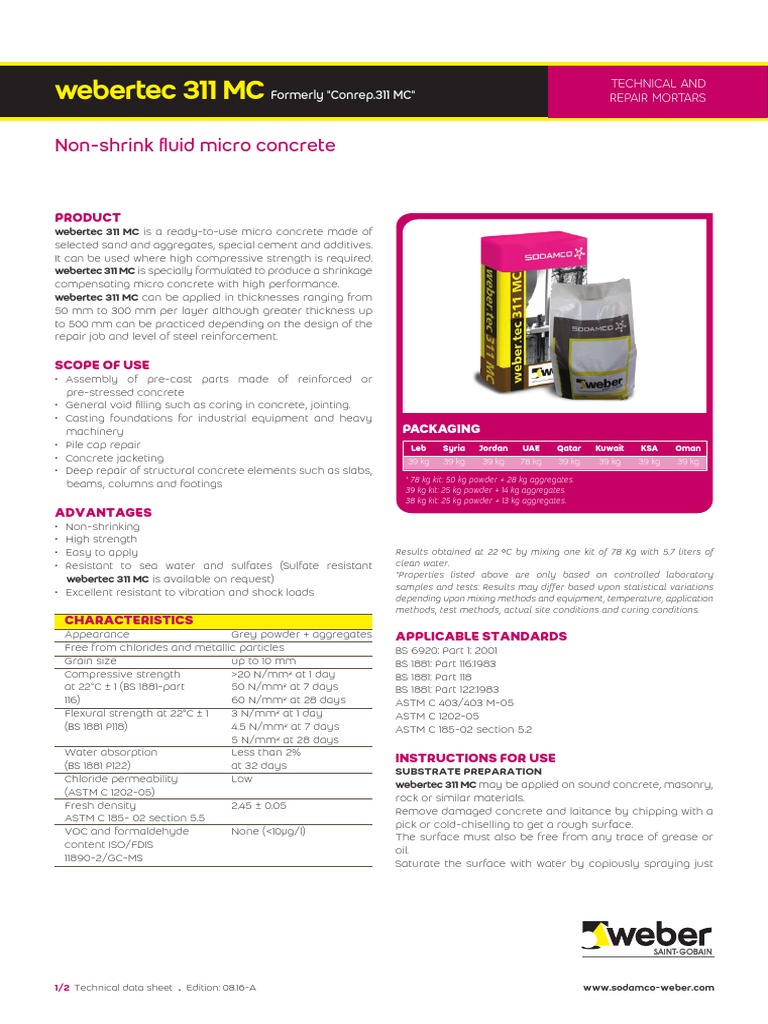 Non-Shrink Micro Concrete for Structural Strengthening and Repair | PDF ...