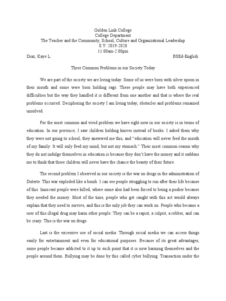 Community - Essay #1 - October 18, 2019 | PDF | Social Science | Wellness