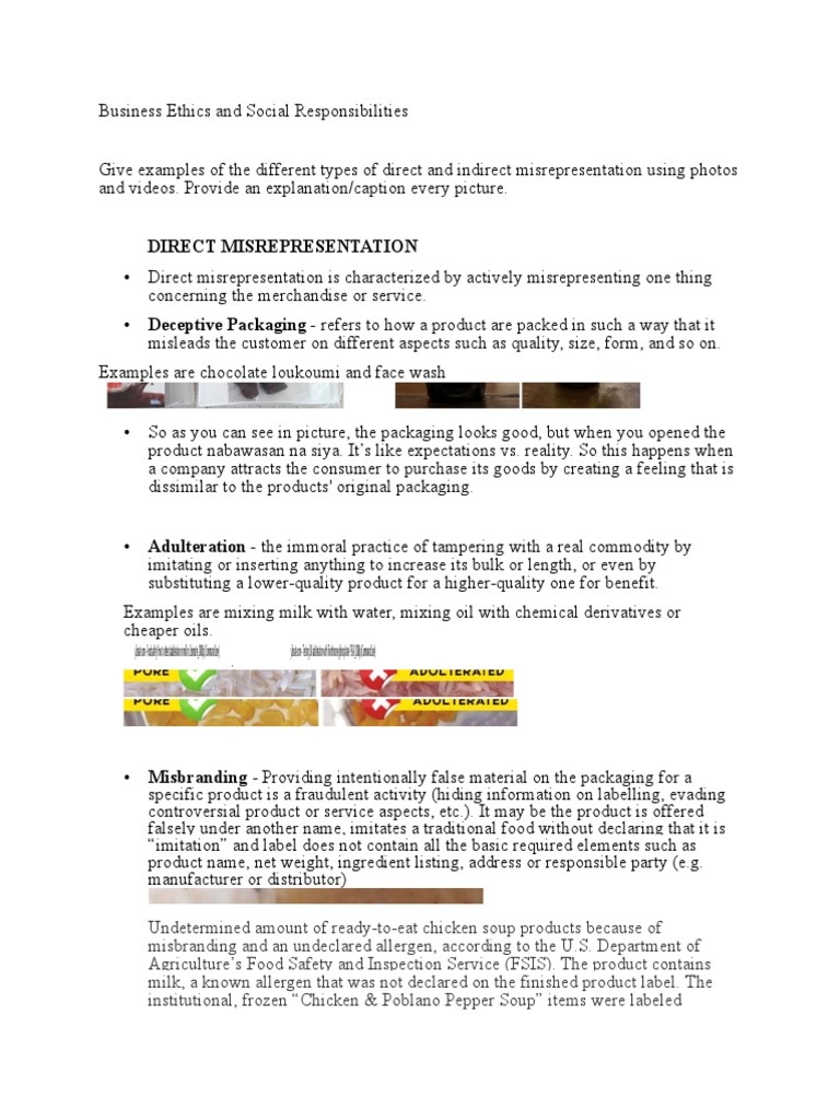 Types of Misrepresentation Explained | PDF | Packaging And Labeling