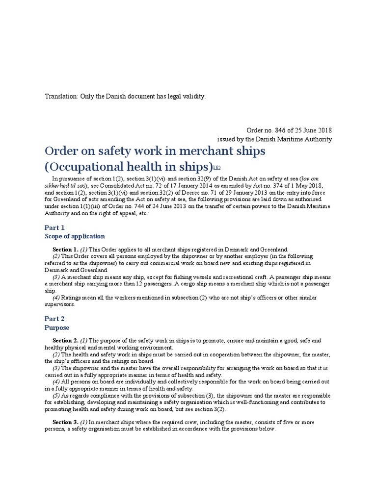 Order On Safety Work in Merchant Ships (Occupational Health in Ships ...
