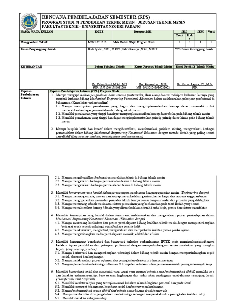 RPS Final. Gambar Teknik | PDF