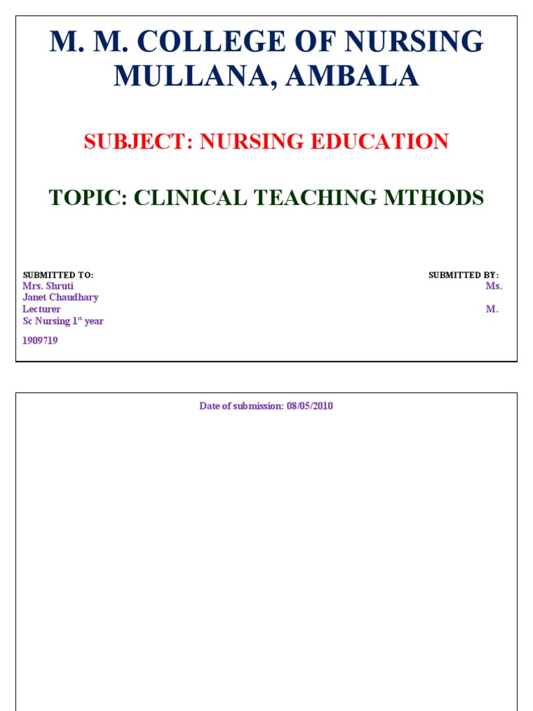 Overview of Clinical Teaching Methods | PDF | Nursing | Teaching Method