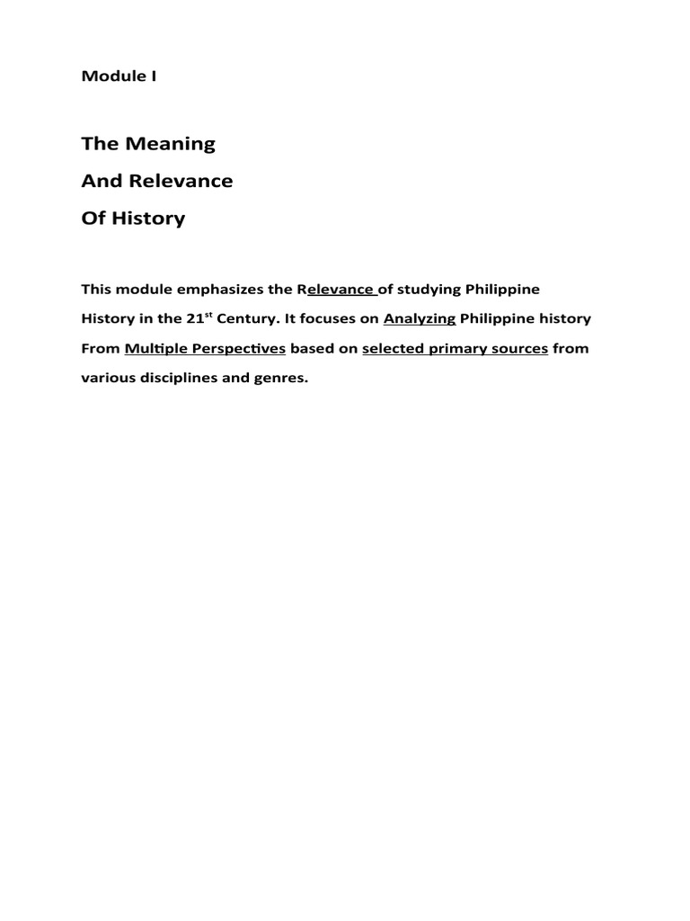 The Meaning and Relevance of History | PDF | Primary Sources ...