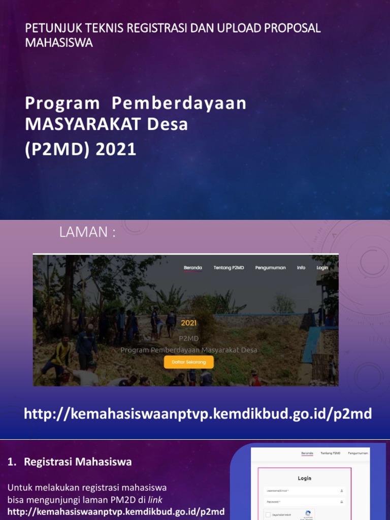 Petunjuk Teknis Registrasi Dan Upload Proposal Mahasiswa P2MD 2021 | PDF