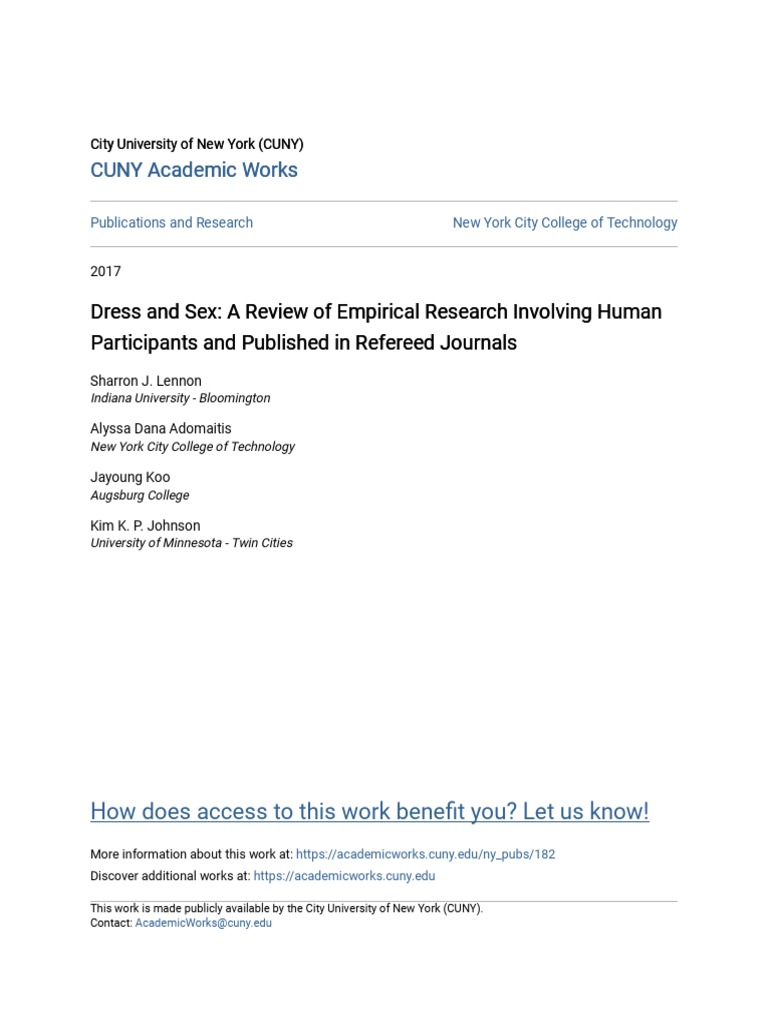 Dress And Sex A Review Of Empirical Research Involving Human