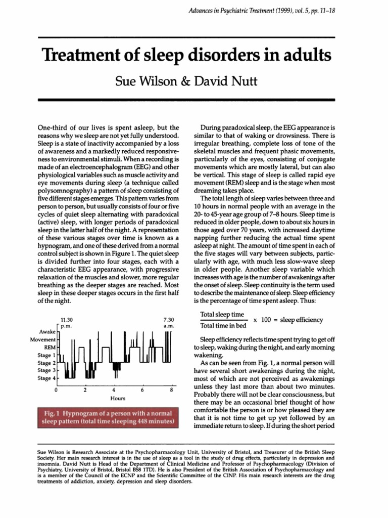 Treatment of Sleep Disorders in Adults | PDF | Sleep | Insomnia