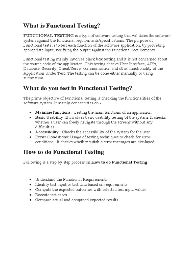 What Is Functional Testing | PDF