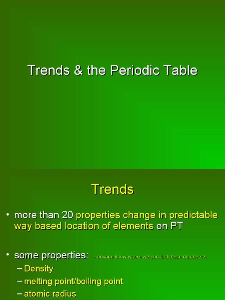 Trends & The Periodic Table | PDF | Ion | Proton