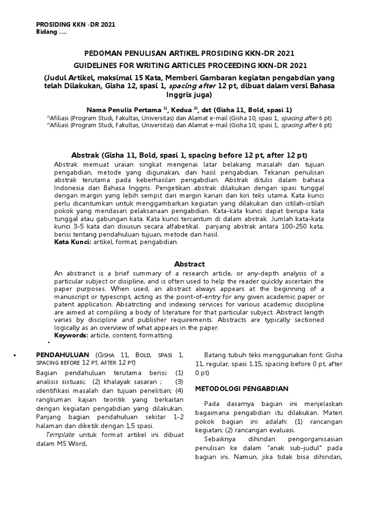 Template Prosiding KKN 2021 | PDF