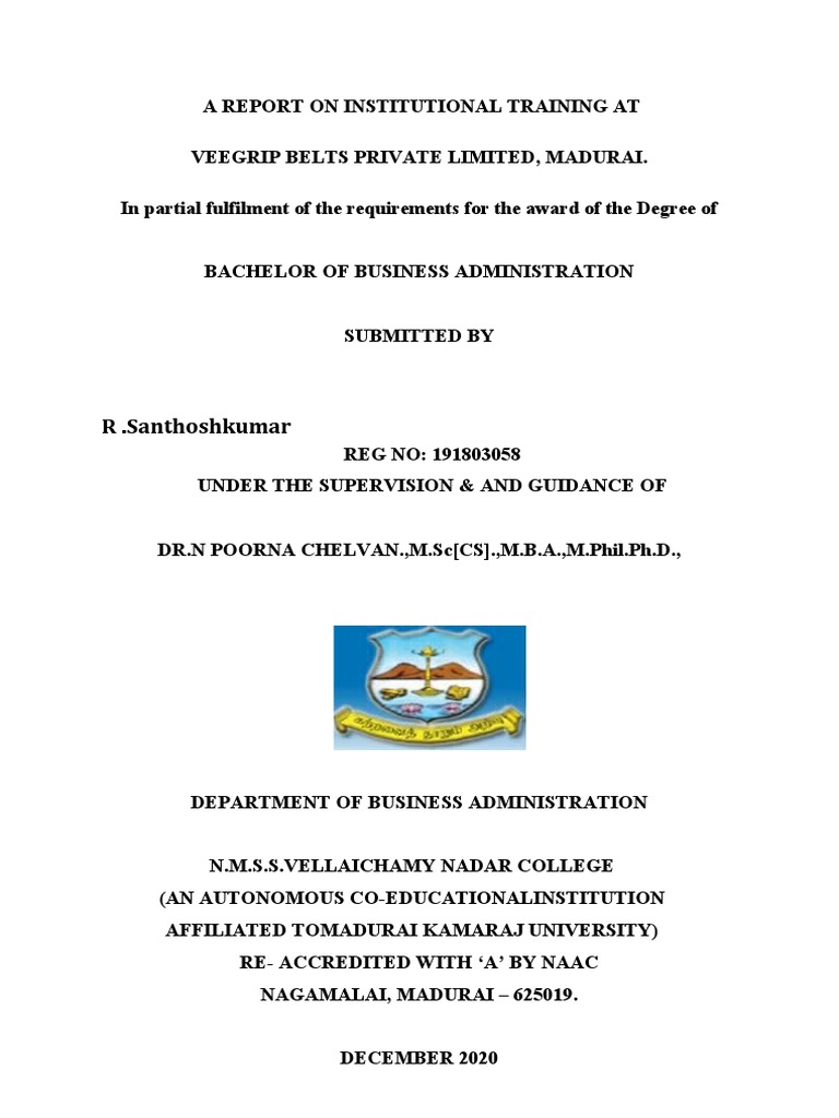 A REPORT ON INSTITUTIONAL TRAINING - First 5 Pages | PDF | Doctor Of ...