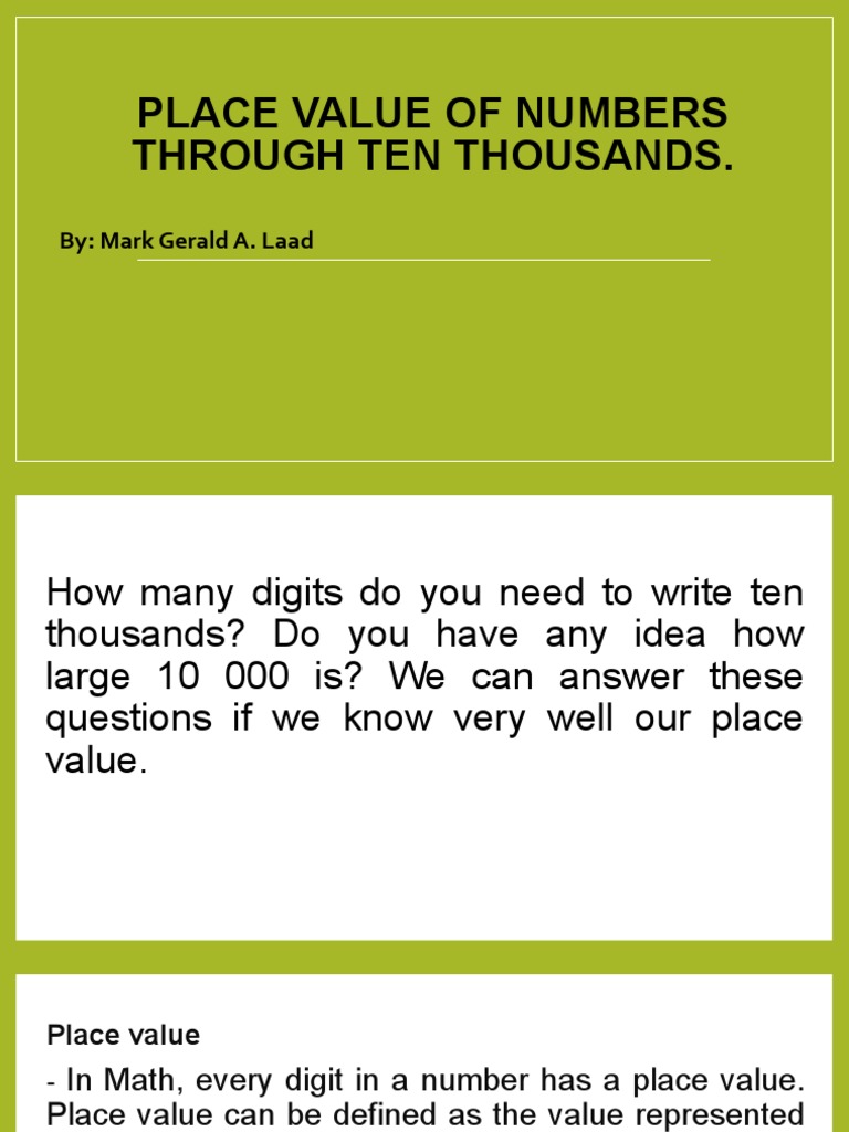 Place Value of Numbers Through Ten Thousands | PDF | Numbers | Encodings