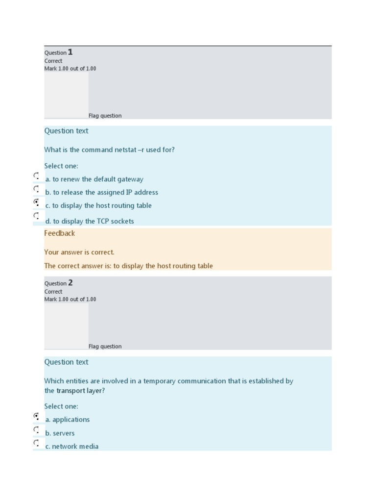 Question Text: Feedback | PDF | Computer Network | Ip Address