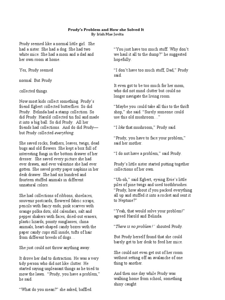 Prudy's Problem and How She Solved It: by Irish Mae Jovita | PDF