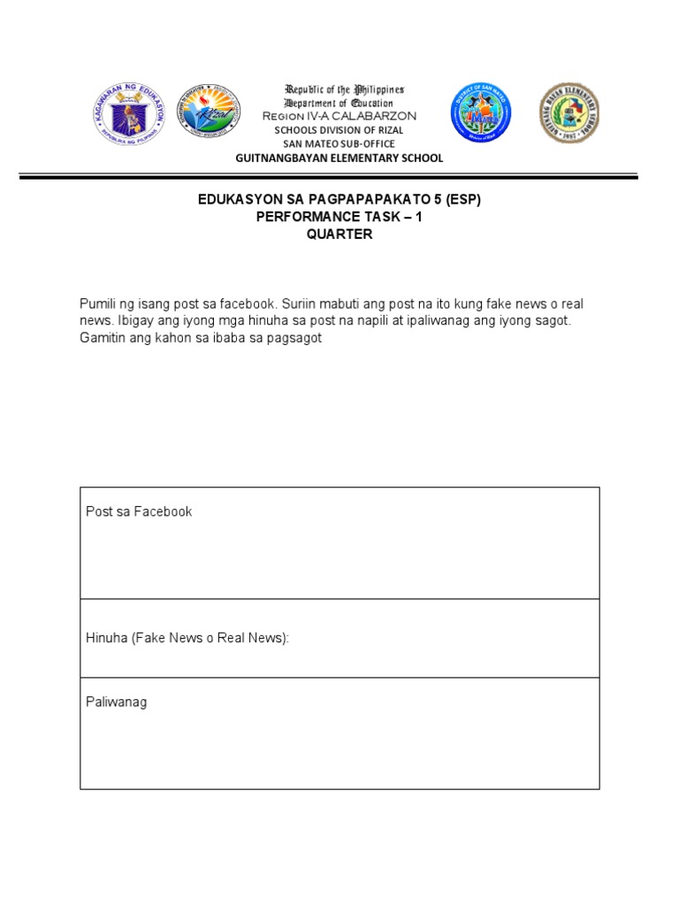 Esp 5 Performance Task Blended | PDF