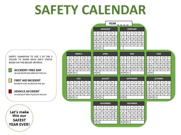 Safety Calendar (Template) | Download Free PDF | Transport | Transport ...