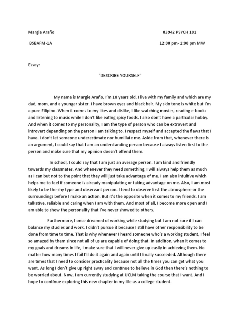 An Introspective Look: Describing Oneself Through Personality Traits ...