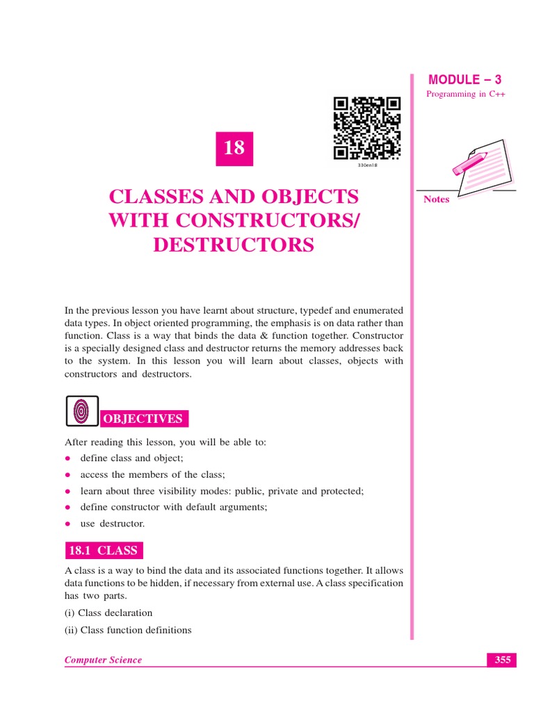 Classes And Objects With Constructors Destructors Module 3 Pdf Programming Constructor