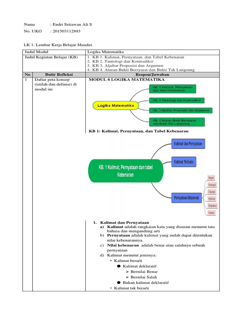 Modul Logika Matematika: Konsep Dasar | PDF