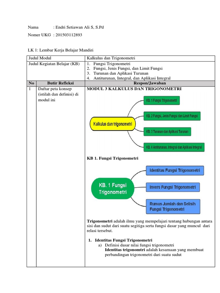 LK 1.1 Modul 3 - Kalkulus Dan Trigonometri - Endri Setiawan Ali S | PDF ...