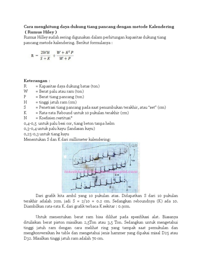 Cara Menghitung Daya Dukung Tiang Pancang Dengan Metode Kalendering ...