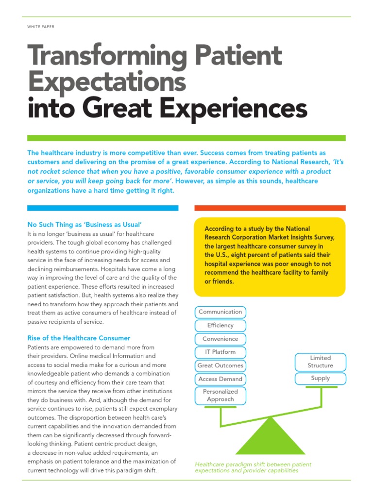 Into Great Experiences: Transforming Patient Expectations | PDF ...