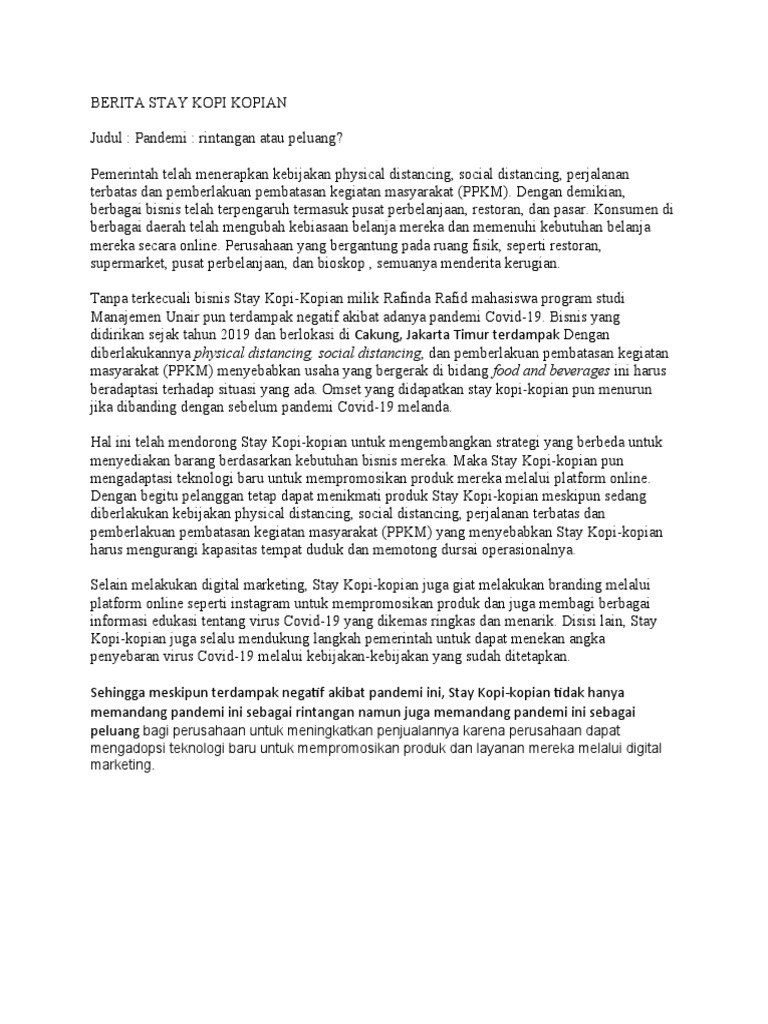 Berita Stay Kopi Kopian | PDF
