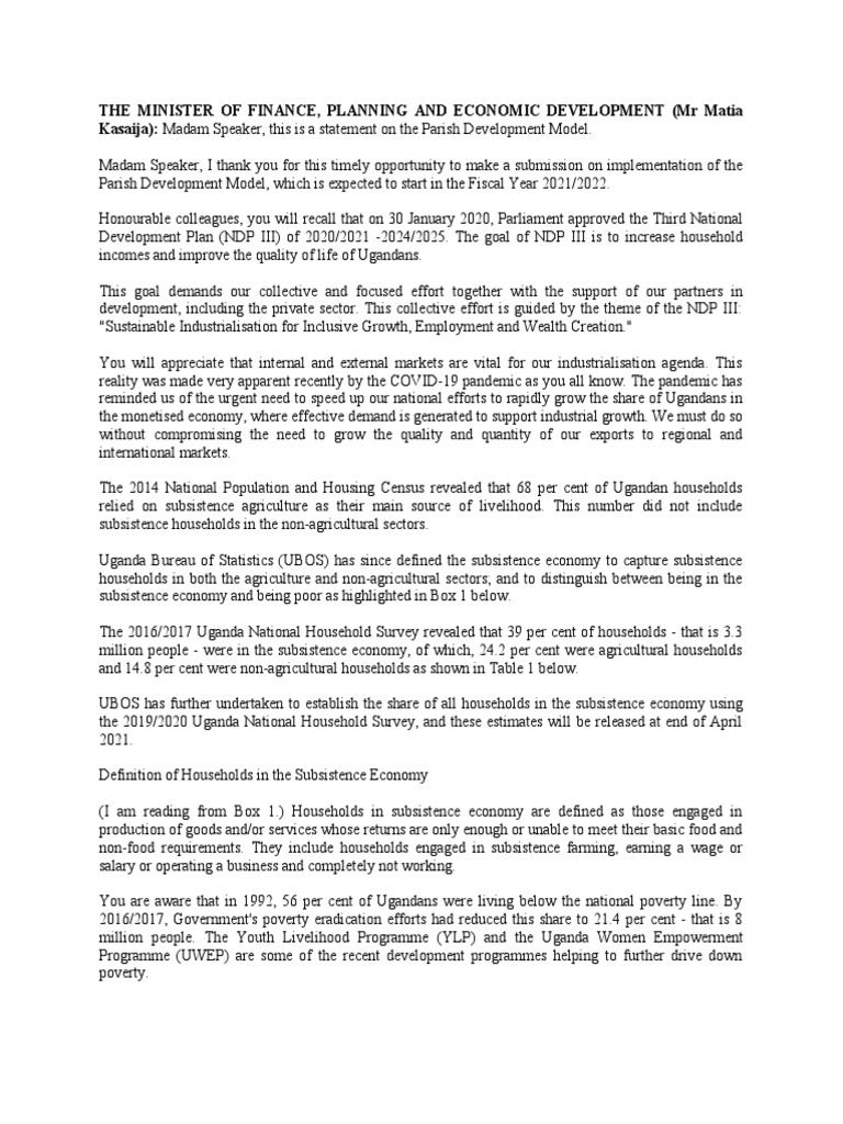 Mps - Parish Development Model | PDF | Uganda | Financial Inclusion