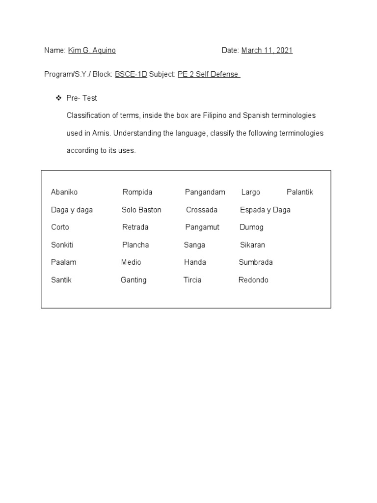 PE 2 Self Defense Module 2 | PDF | Individual Sports | Self Defense