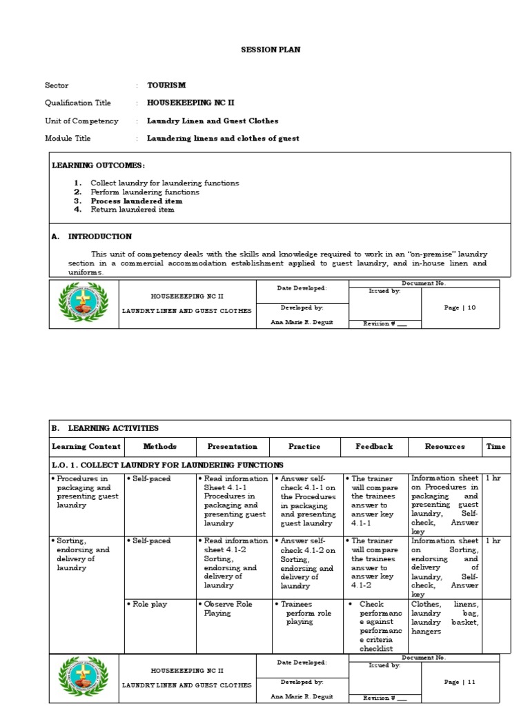 HSK Session Plan | PDF | Laundry | Textiles