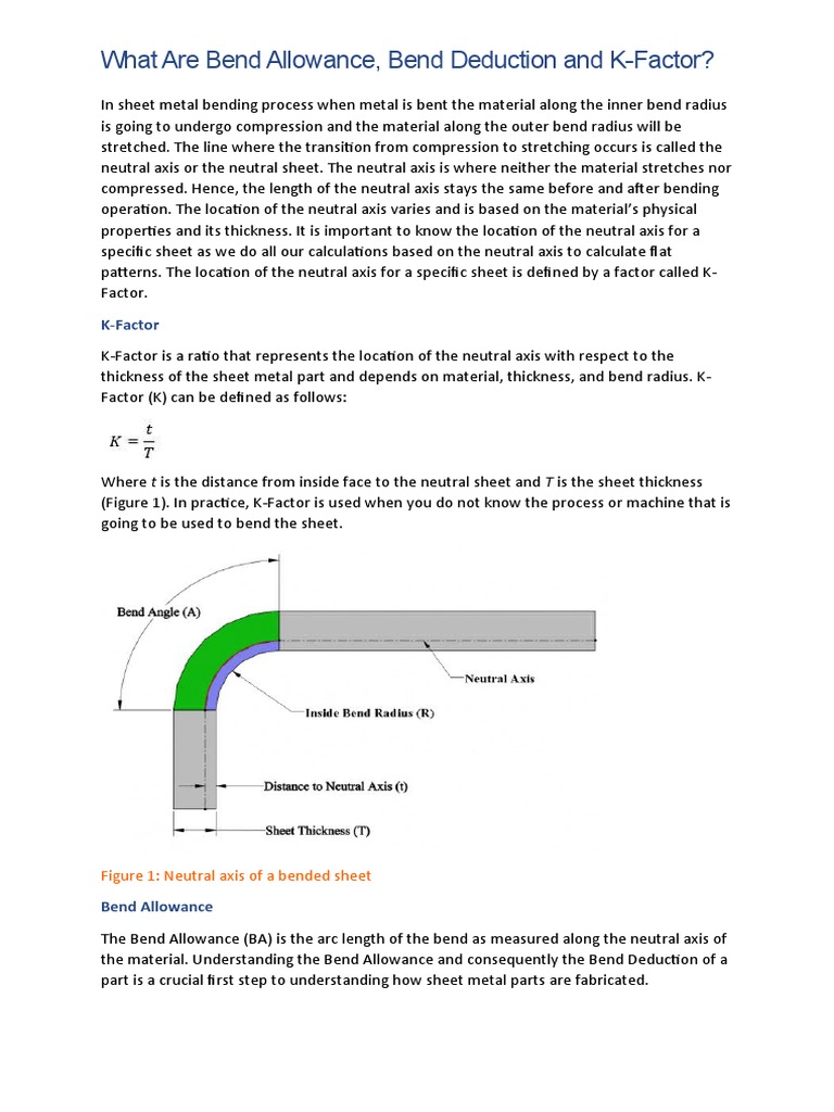 What Are Bend Allowance, Bend Deduction and K-Factor | PDF | Mechanical ...