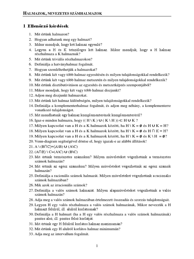 Halmazok | PDF