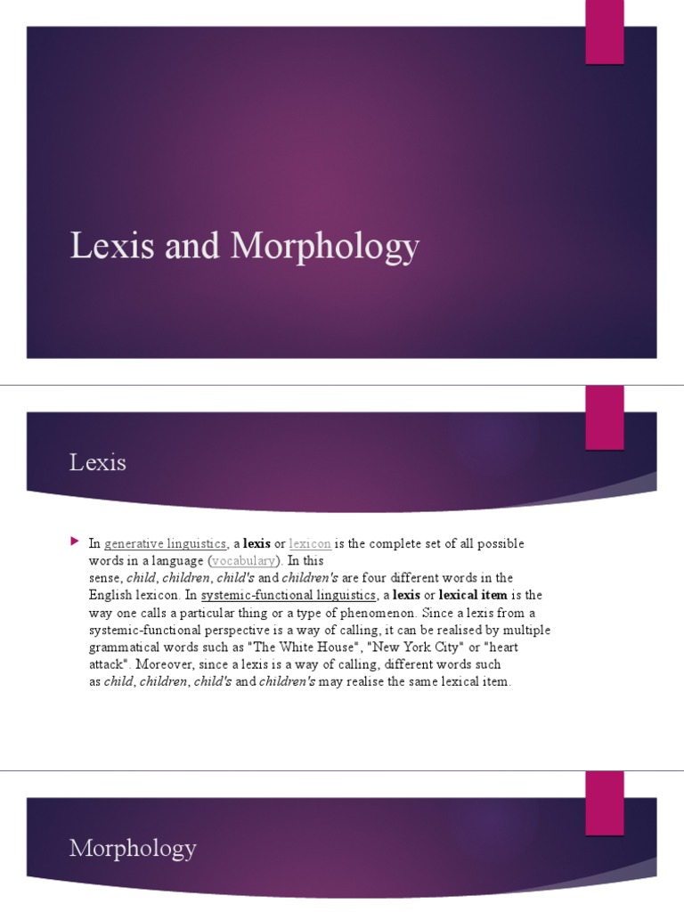 Lexis and Morphology in Linguistics | PDF | Morphology (Linguistics ...