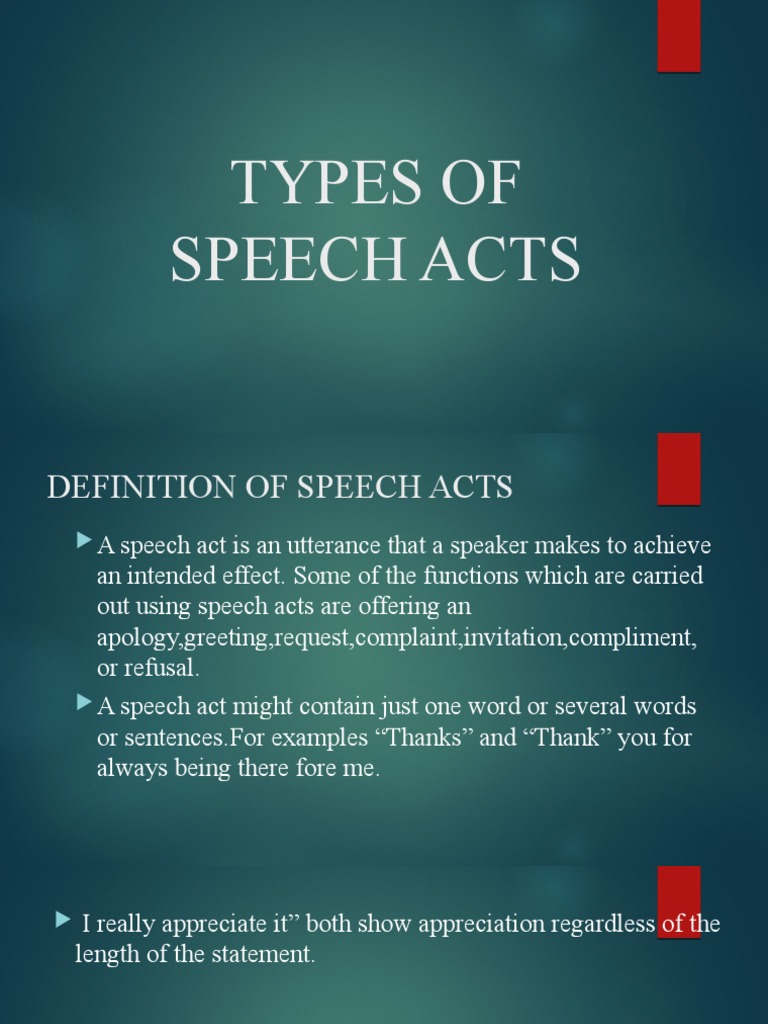 Types of Speech Acts | PDF | Communication | Linguistics