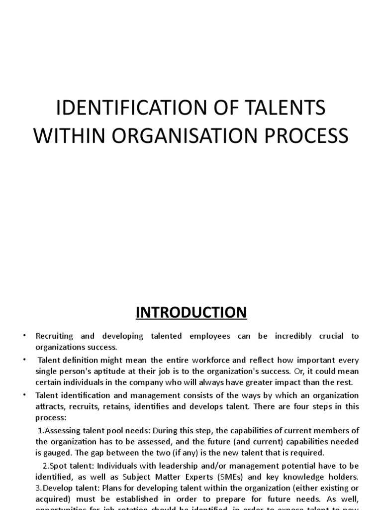 Identification of Talents Within Organisation Process | PDF ...