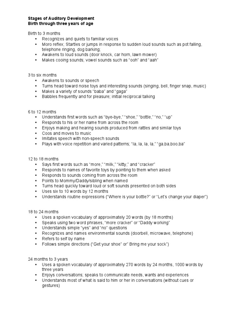 Stages of Auditory Development | PDF