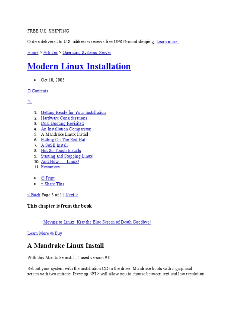Modern Linux Installation: A Mandrake Linux Install | PDF | Sudo | Computer File