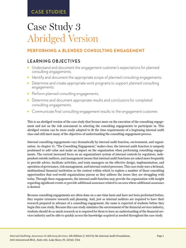 Case Study 3 Abridged v.3 | Download Free PDF | Internal Audit | Audit