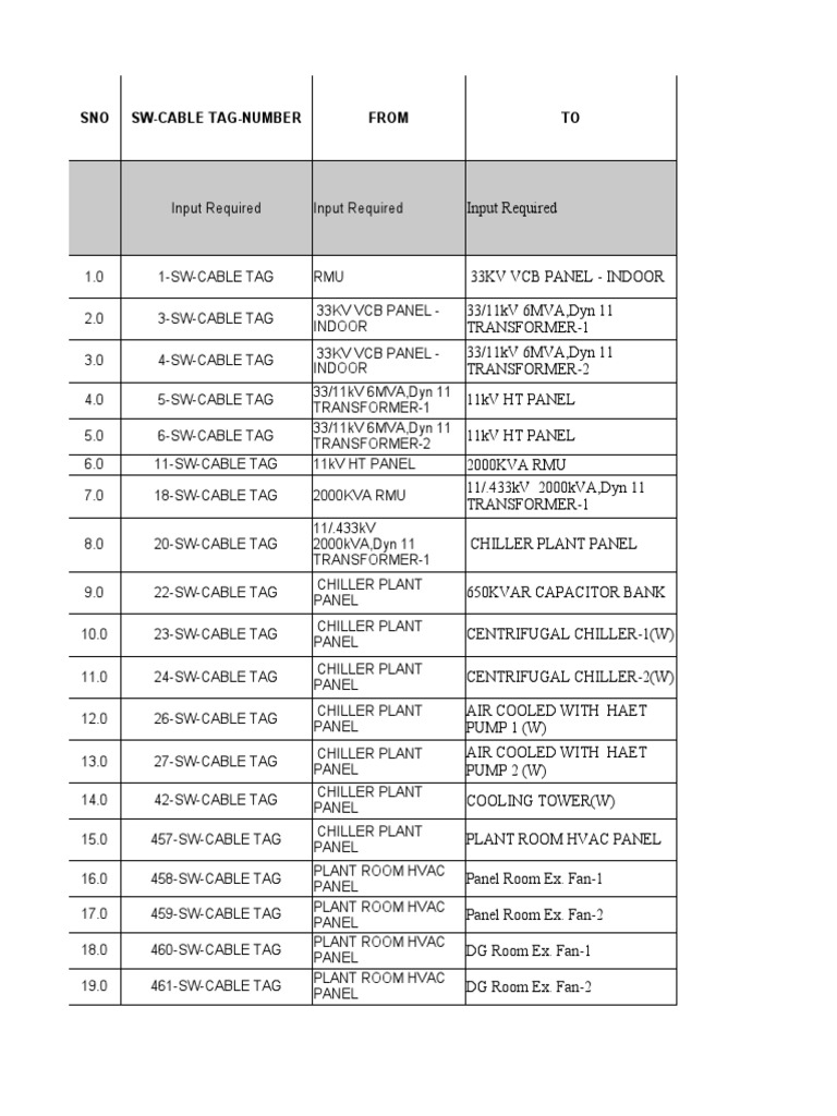 Cable Schedule 2019 R2 | PDF | Amplifier | Transformer