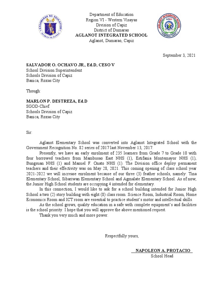 Request For School Building | PDF