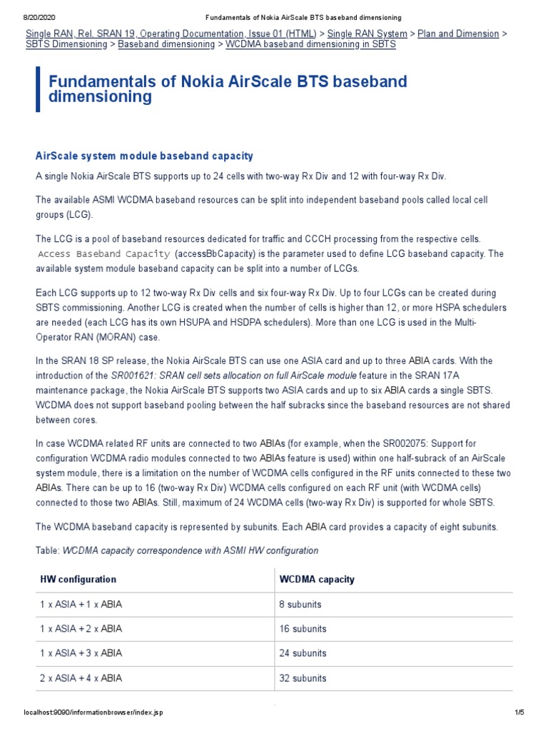 Fundamentals of Nokia Airscale Bts Baseband Dimensioning | PDF | High ...