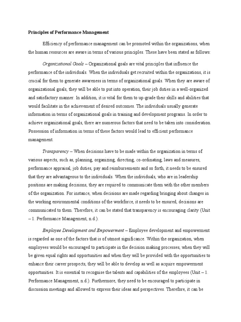 Principles of Performance Management | PDF | Empowerment | Goal