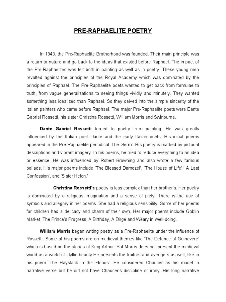 Pre-Raphaelite Poetry: Dante Gabriel Rossetti Turned To Poetry From ...