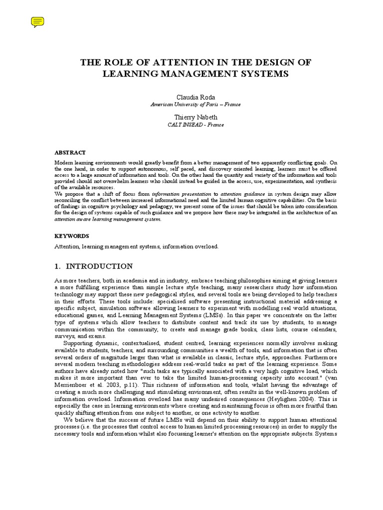 The Role of Attention in Learning | PDF | Attention | Learning