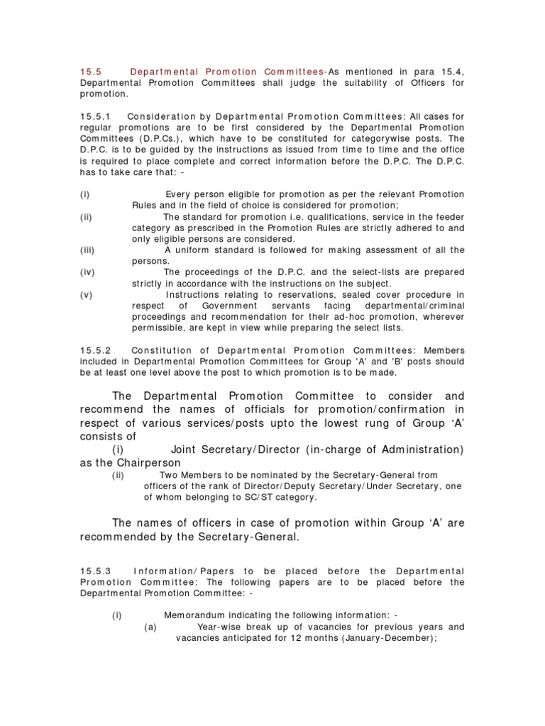 Guidelines for Departmental Promotion Committees on assessing officer ...