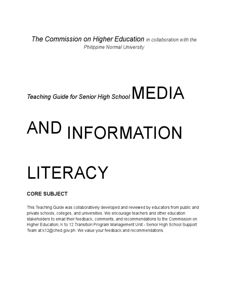 Media and Information Literacy | PDF | Information Literacy ...