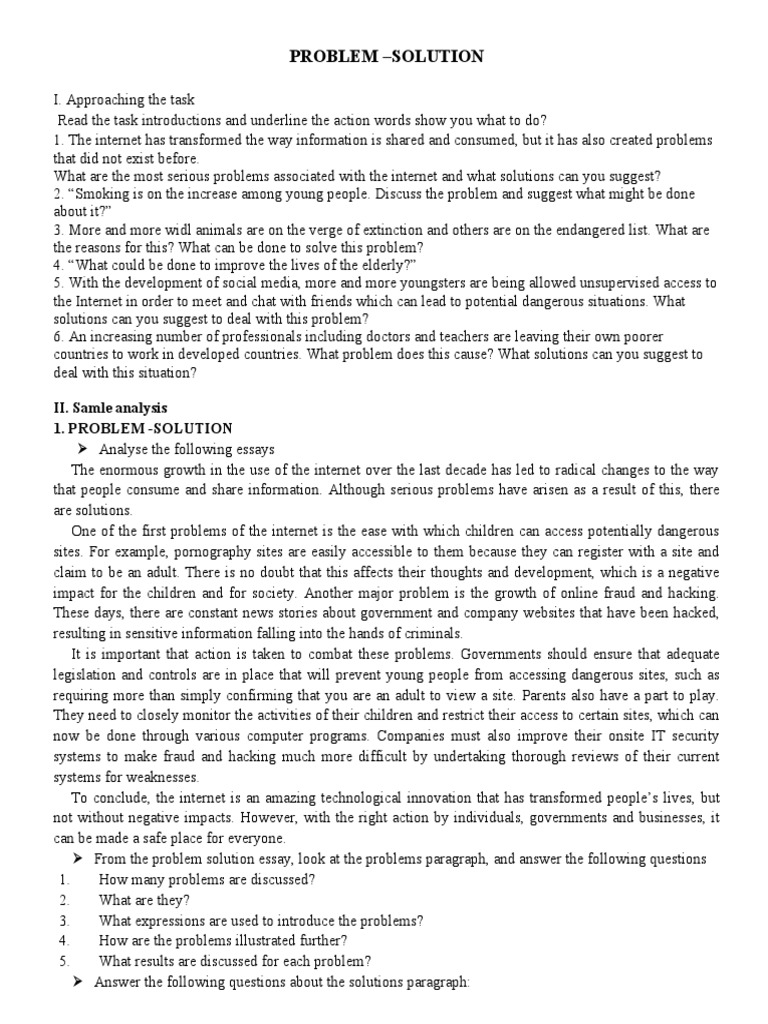 II. Samle Analysis 1. Problem - Solution | PDF | Brainstorming | Pollution
